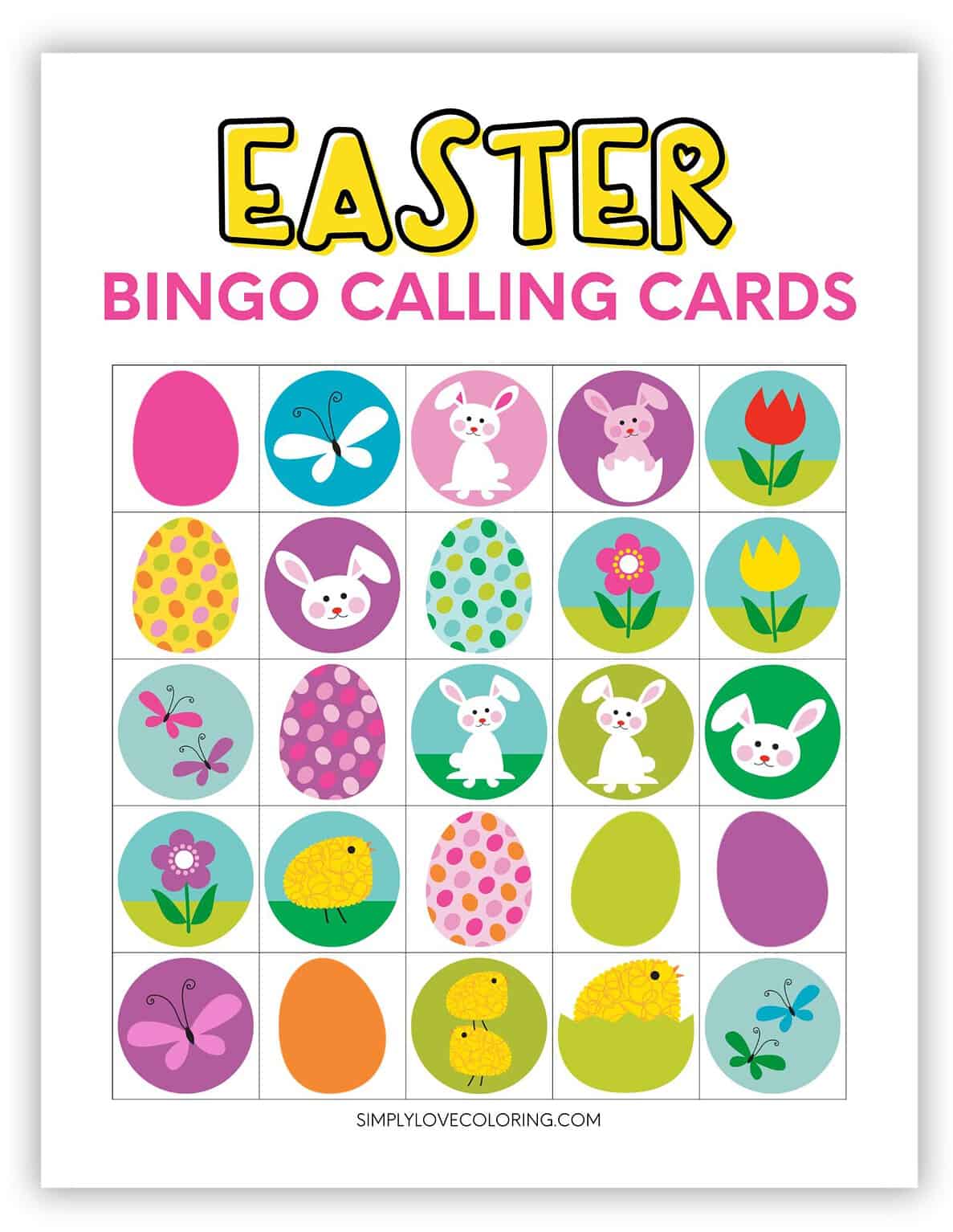 Easter Bingo (Free PDF Printables) - Simply Love Coloring
