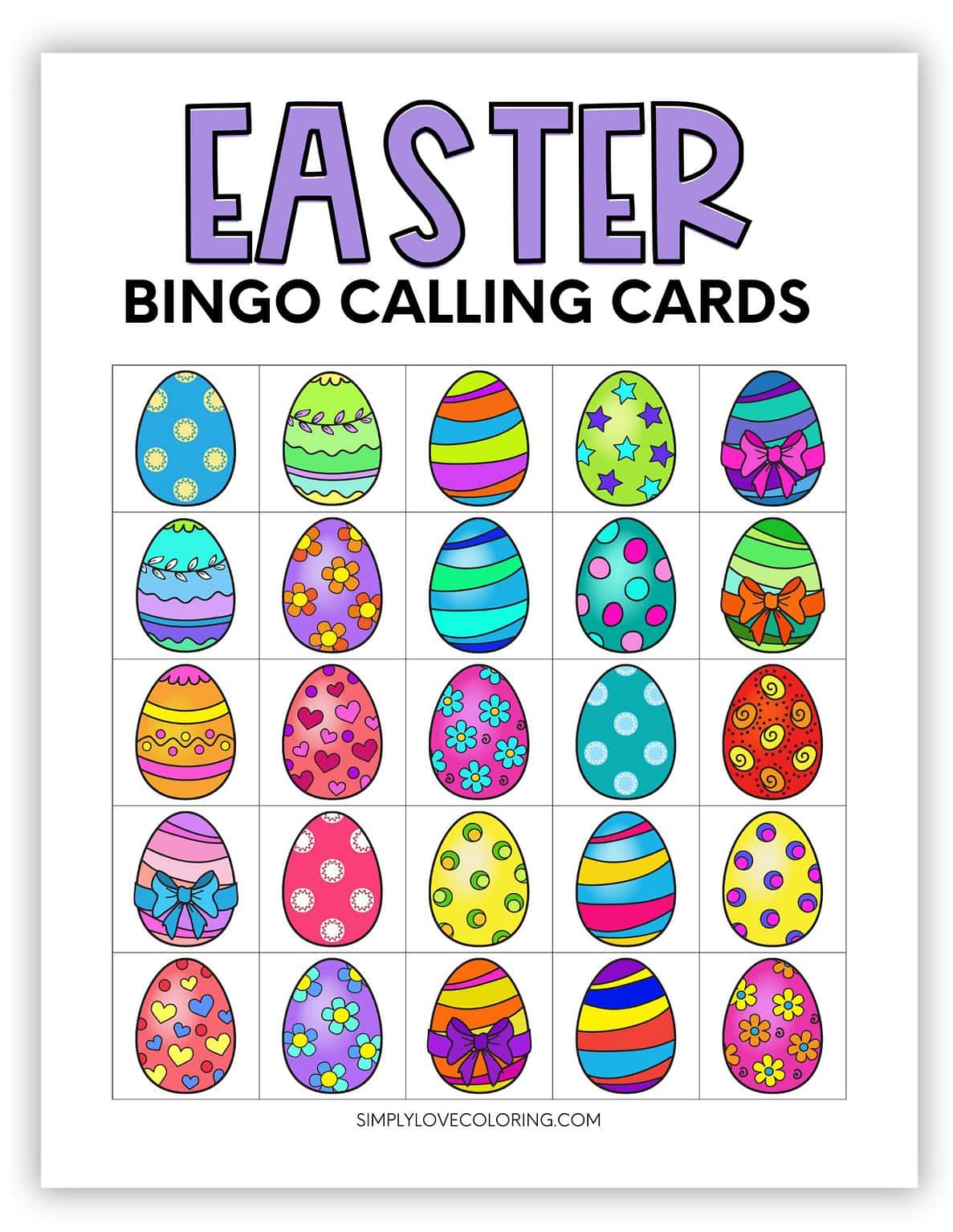 Easter Bingo (Free PDF Printables) - Simply Love Coloring