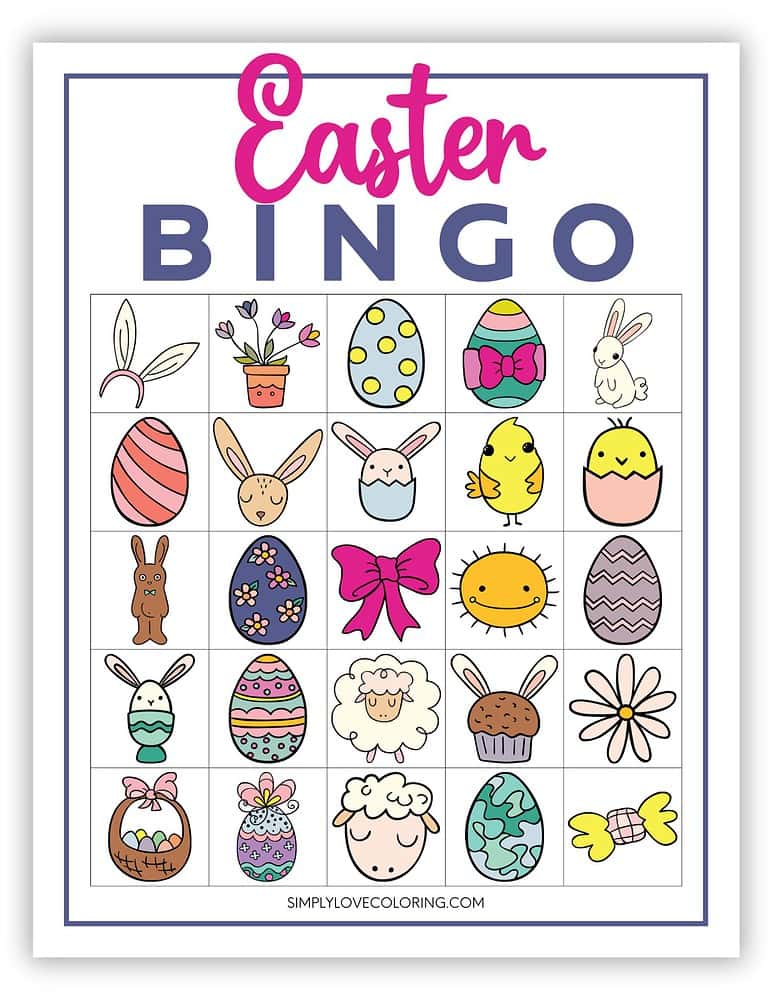 Easter Bingo (Free PDF Printables) - Simply Love Coloring