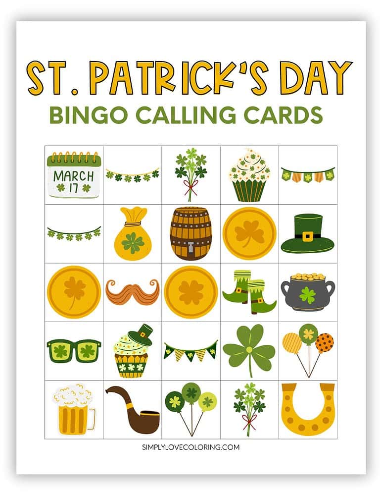St. Patrick's Day Bingo (Free PDF Printables) - Simply Love Coloring