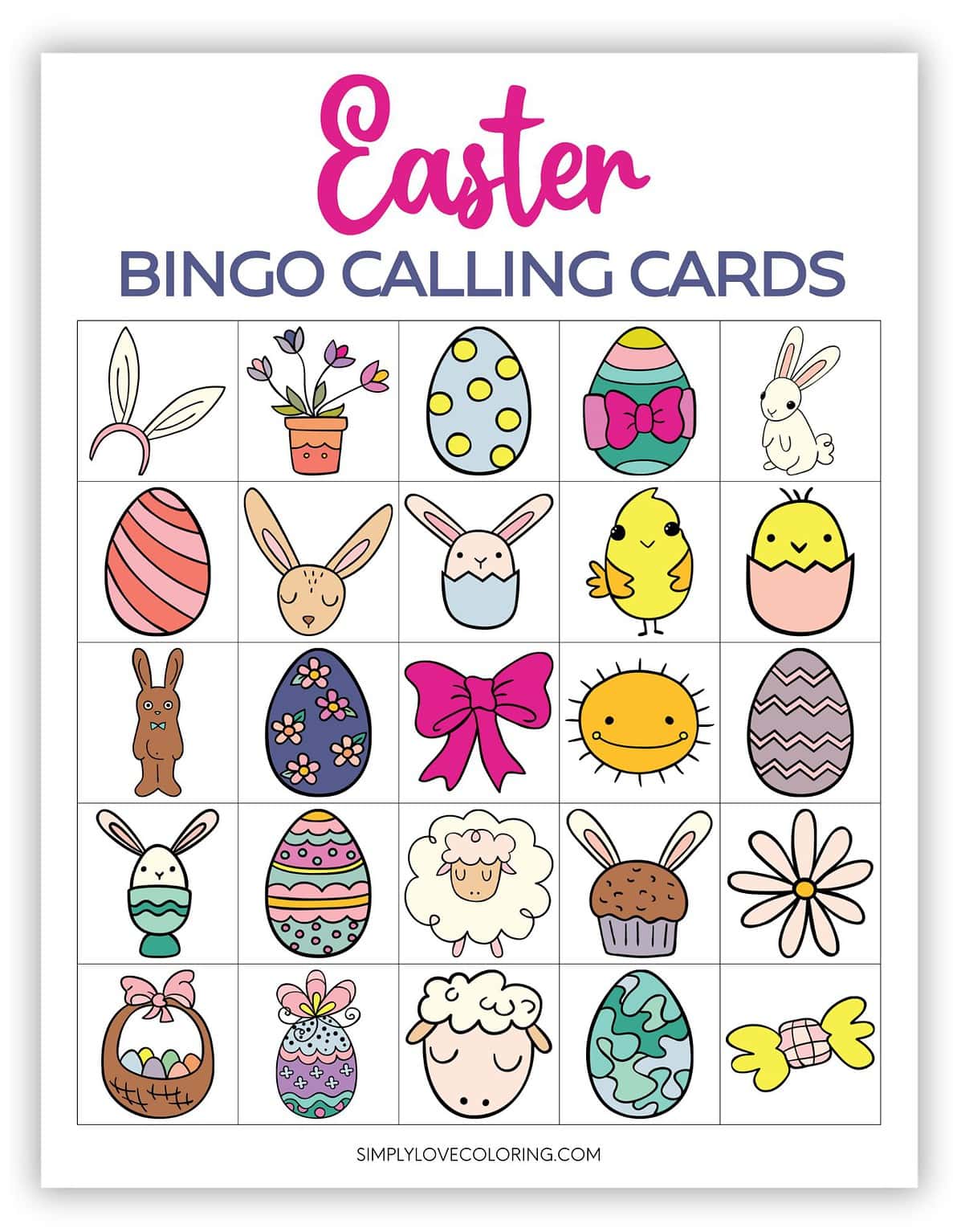 Easter Bingo (Free PDF Printables) - Simply Love Coloring