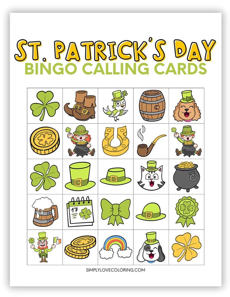 St. Patrick's Day Bingo (Free PDF Printables) - Simply Love Coloring