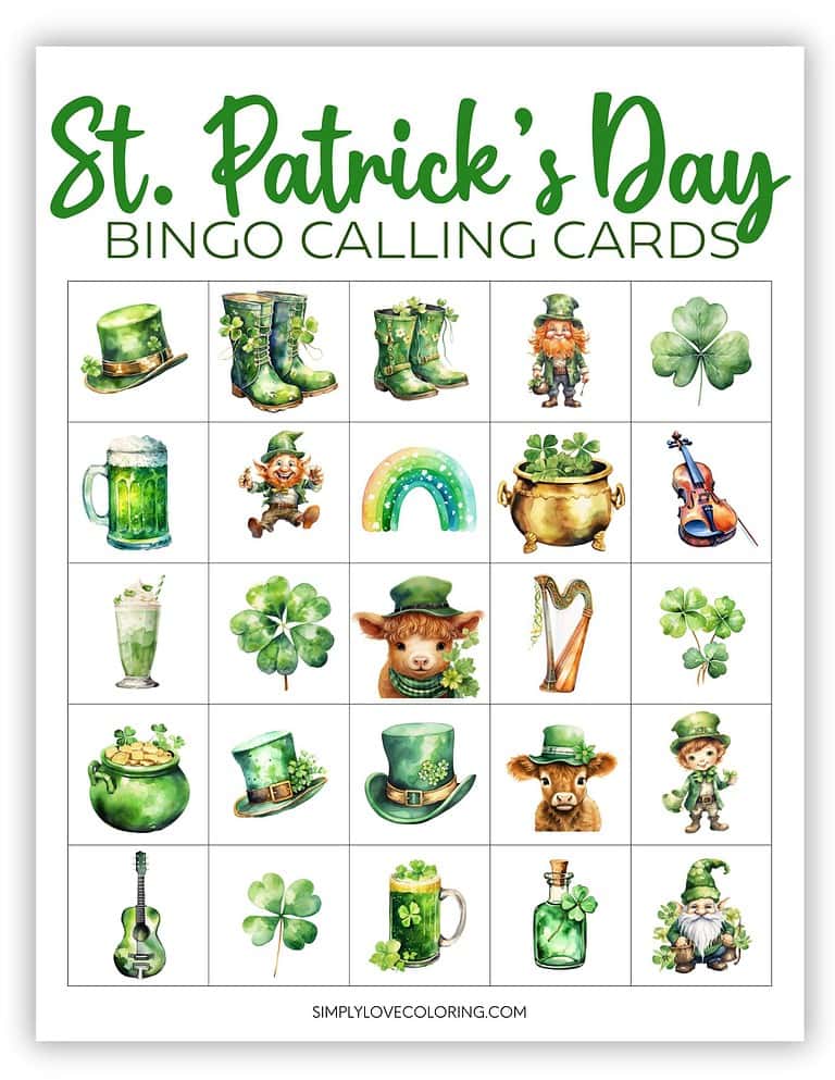 St. Patrick's Day Bingo (Free PDF Printables) - Simply Love Coloring