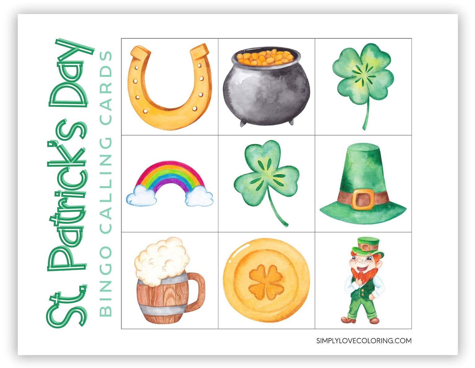 St. Patrick's Day Bingo (Free PDF Printables) - Simply Love Coloring