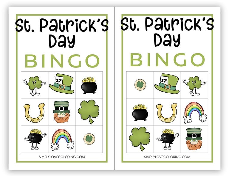 St. Patrick's Day Bingo (Free PDF Printables) - Simply Love Coloring