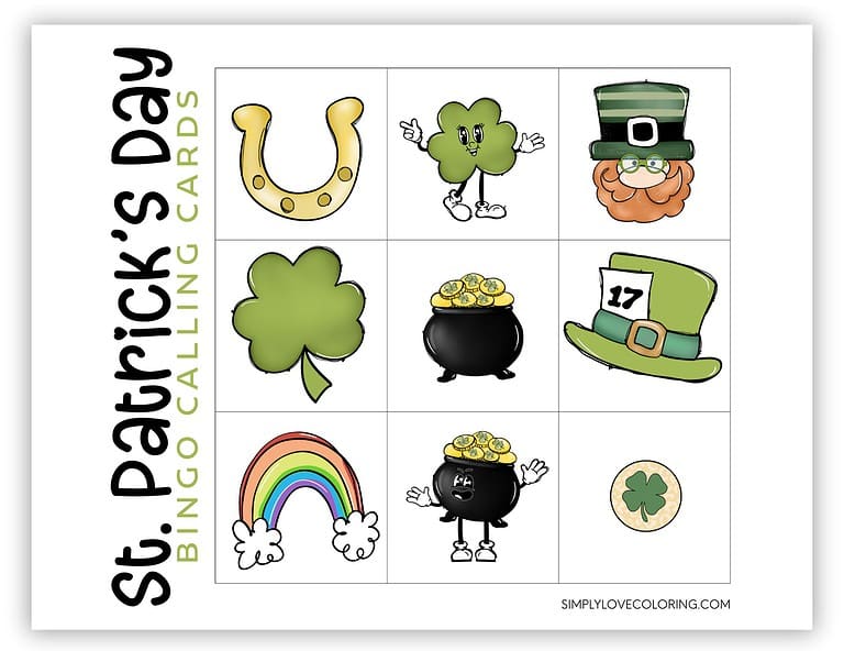 St. Patrick's Day Bingo (Free PDF Printables) - Simply Love Coloring