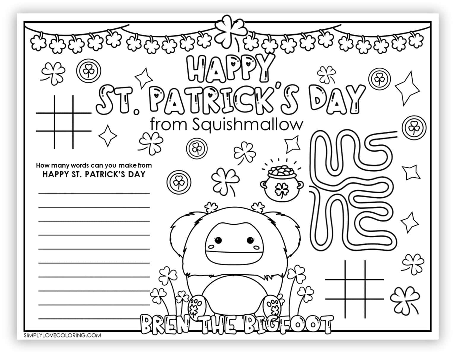 18 Squishmallow Bren the Bigfoot St. Patrick's Day Activities (Free PDF ...
