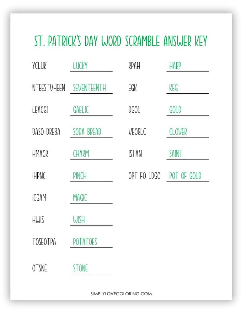 6 St. Patrick's Day Word Scramble Activities (Free PDF Printables ...