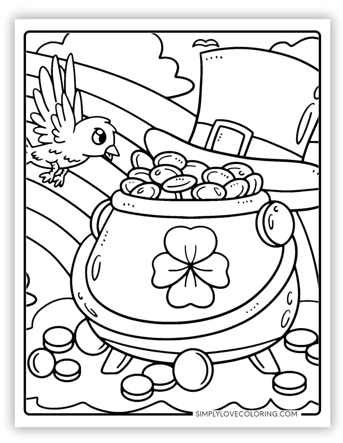 20 Pot of Gold Coloring Pages (Free PDF Printables) - Simply Love Coloring