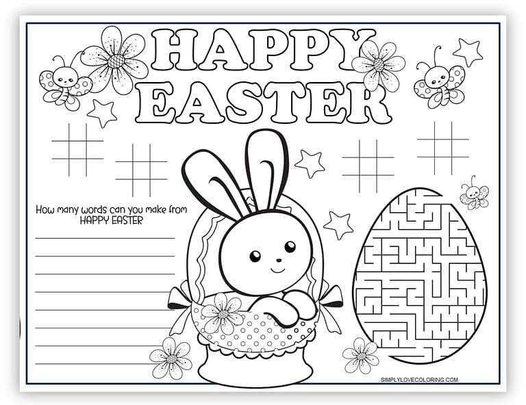 Easter Activity Placemat (Free PDF Printables) - Simply Love Coloring
