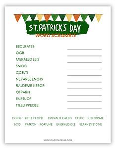 6 St. Patrick's Day Word Scramble Activities (Free PDF Printables ...