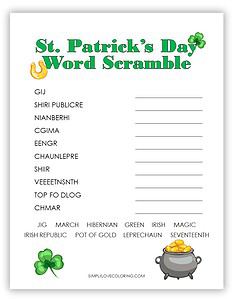 6 St. Patrick's Day Word Scramble Activities (Free PDF Printables ...