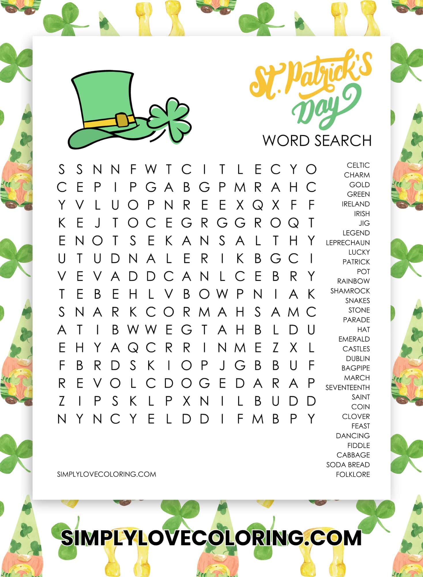 6 St. Patrick's Day Word Search Puzzles (Free PDF Printables) - Simply ...