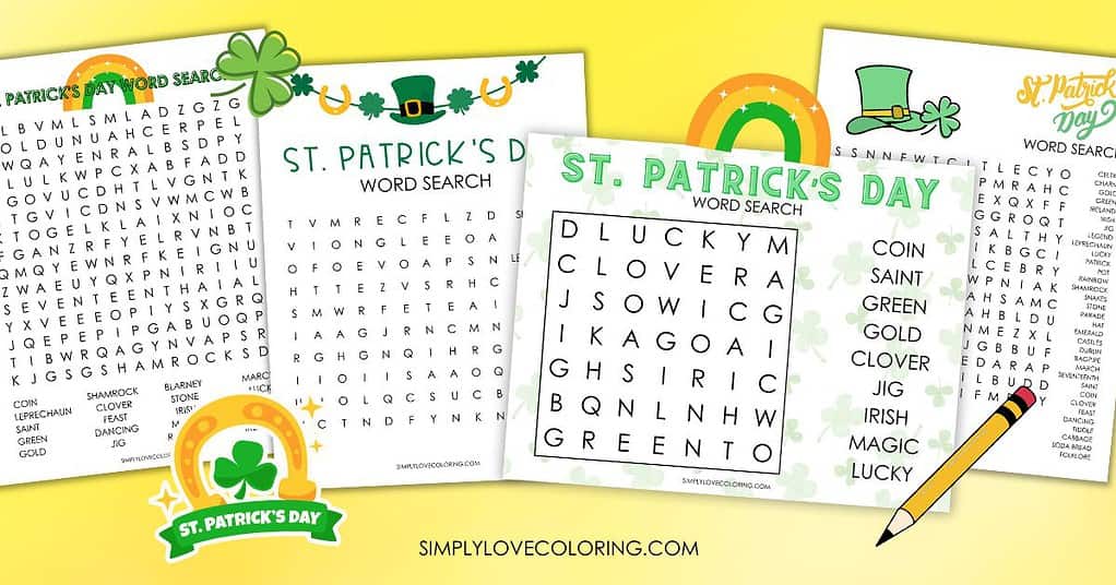 6 St. Patrick's Day Word Search Puzzles (Free PDF Printables) - Simply ...