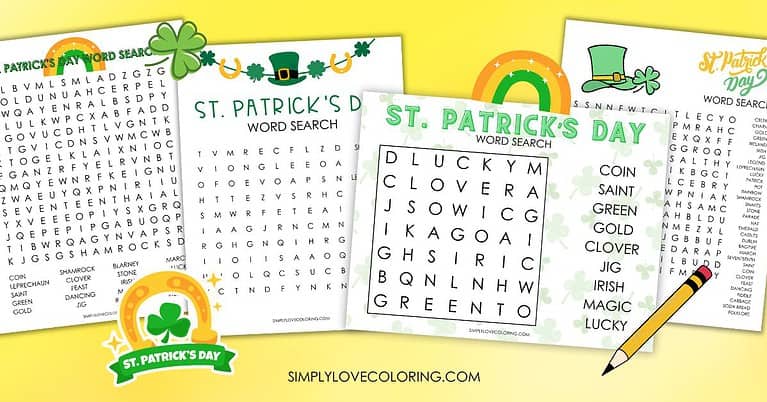 6 St. Patrick's Day Word Search Puzzles (Free PDF Printables) - Simply ...