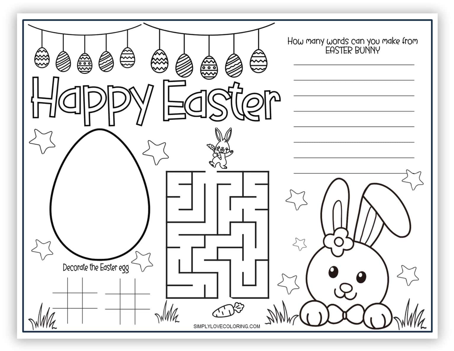 Easter Activity Placemat (Free PDF Printables) - Simply Love Coloring