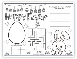 Easter Activity Placemat (Free PDF Printables) - Simply Love Coloring