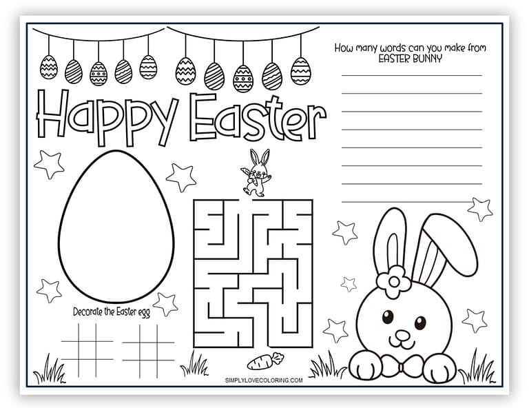 Easter Activity Placemat (Free PDF Printables) - Simply Love Coloring