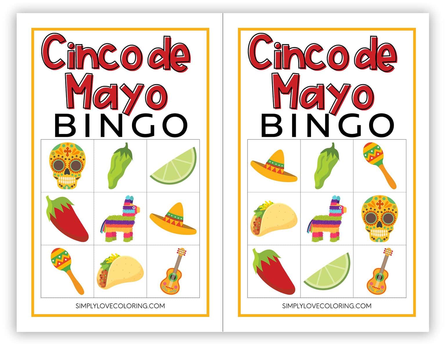 Cinco de Mayo Bingo (Free PDF Printables) - Simply Love Coloring