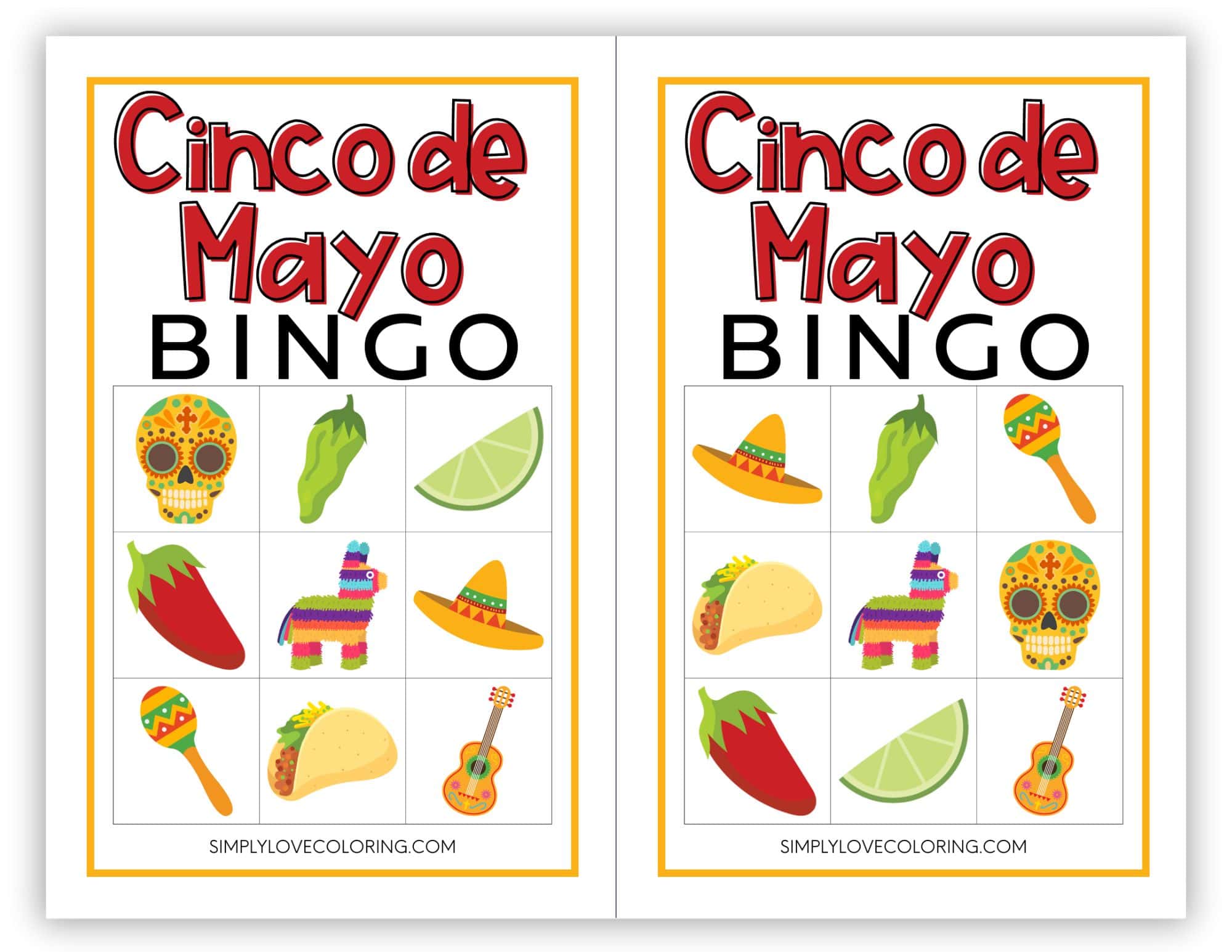 Cinco de Mayo Bingo (Free PDF Printables) - Simply Love Coloring