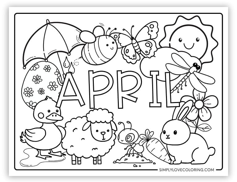 April Coloring Pages (8 Free PDF Printables) - Simply Love Coloring