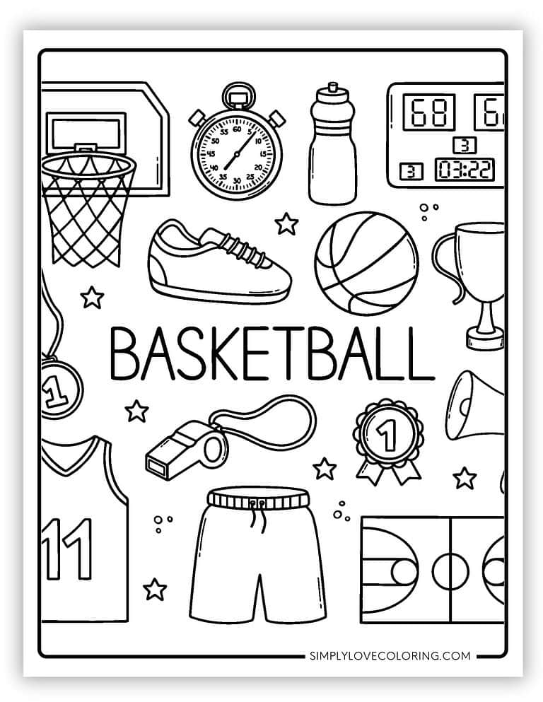 Fun Basketball Coloring Pages (Free PDF Printables) - Simply Love Coloring