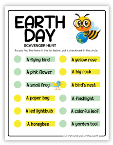 Earth Day Scavenger Hunt (Free PDF Printables) - Simply Love Coloring