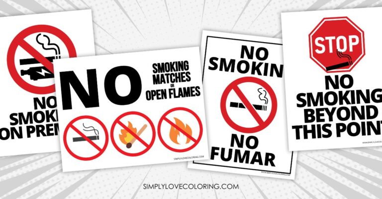 No Smoking Sign Printable (Free PDF Downloads) - Simply Love Coloring