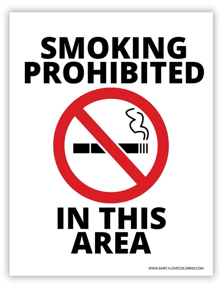 No Smoking Sign Printable (Free PDF Downloads) - Simply Love Coloring