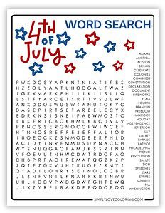 Independence Day Word Search (Free PDF Printable) - Simply Love Coloring