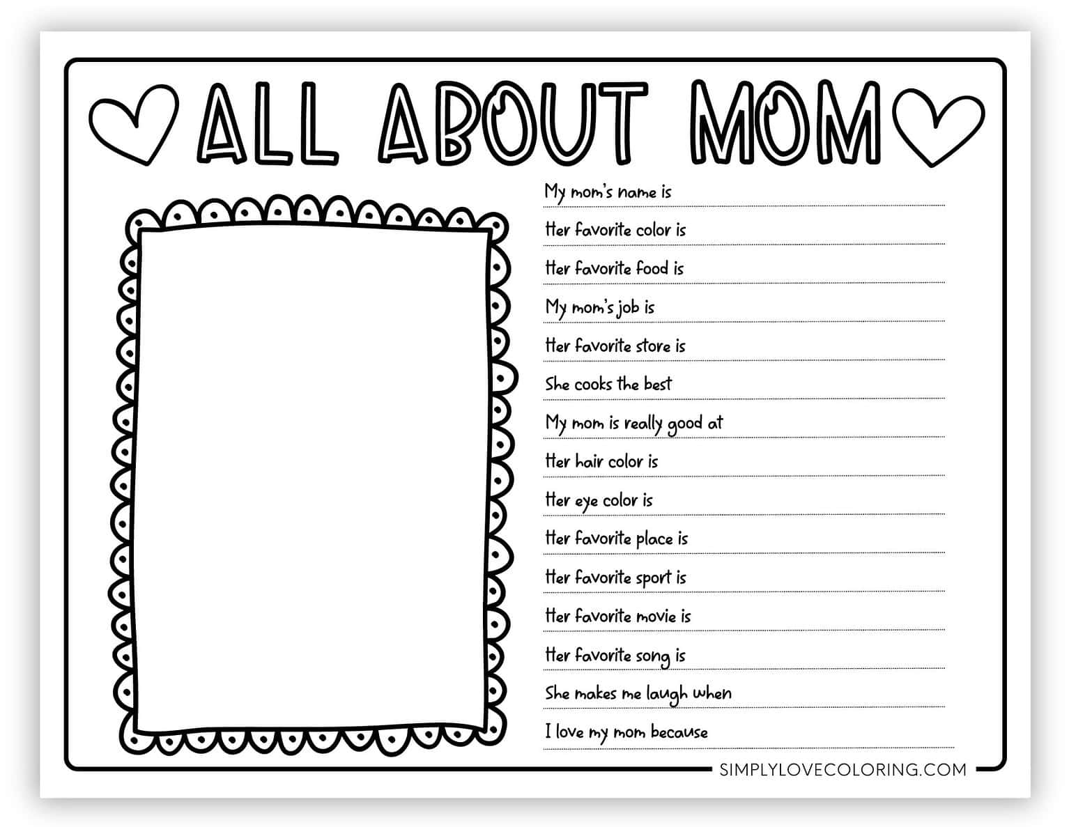 All About Mom Coloring Pages (Free PDF Printables) - Simply Love Coloring