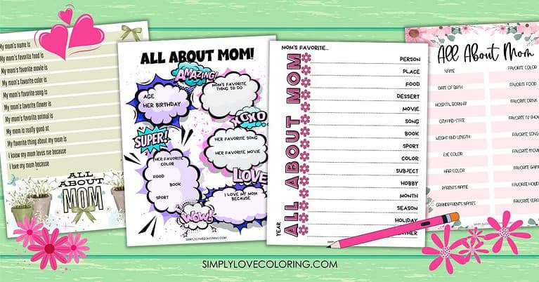 All About Mom Printables (Free PDF Downloads) - Simply Love Coloring