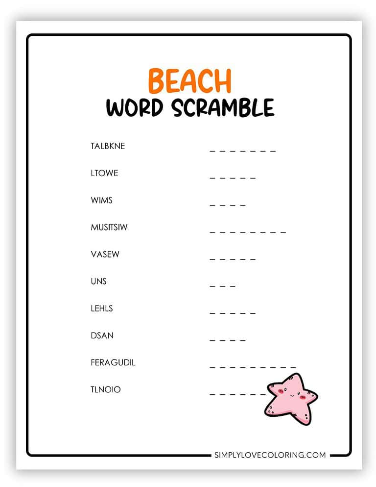 Summer Word Scramble Printables (Free PDF Downloads) - Simply Love Coloring