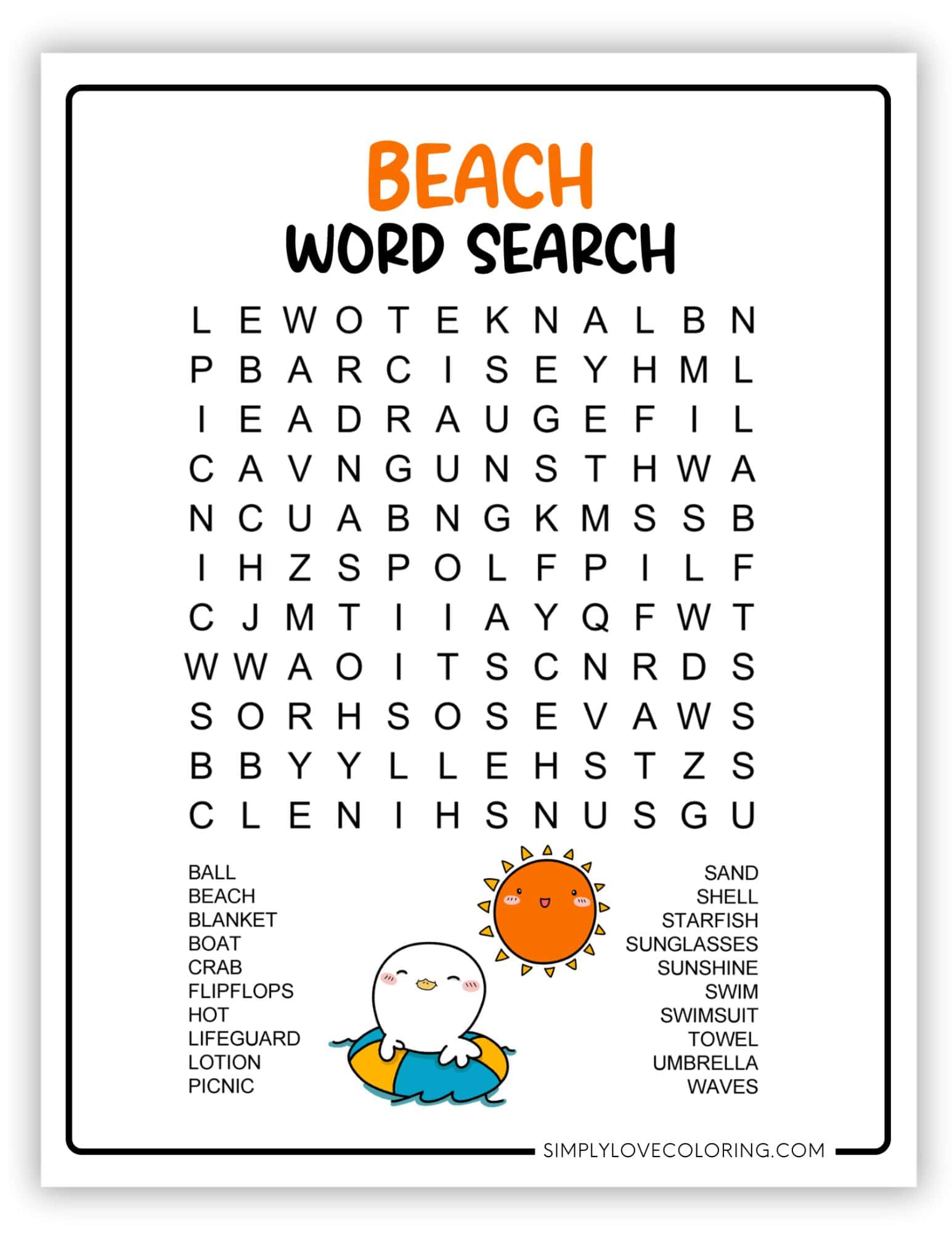 Summer Word Search Printables (Free PDF Downloads) - Simply Love Coloring