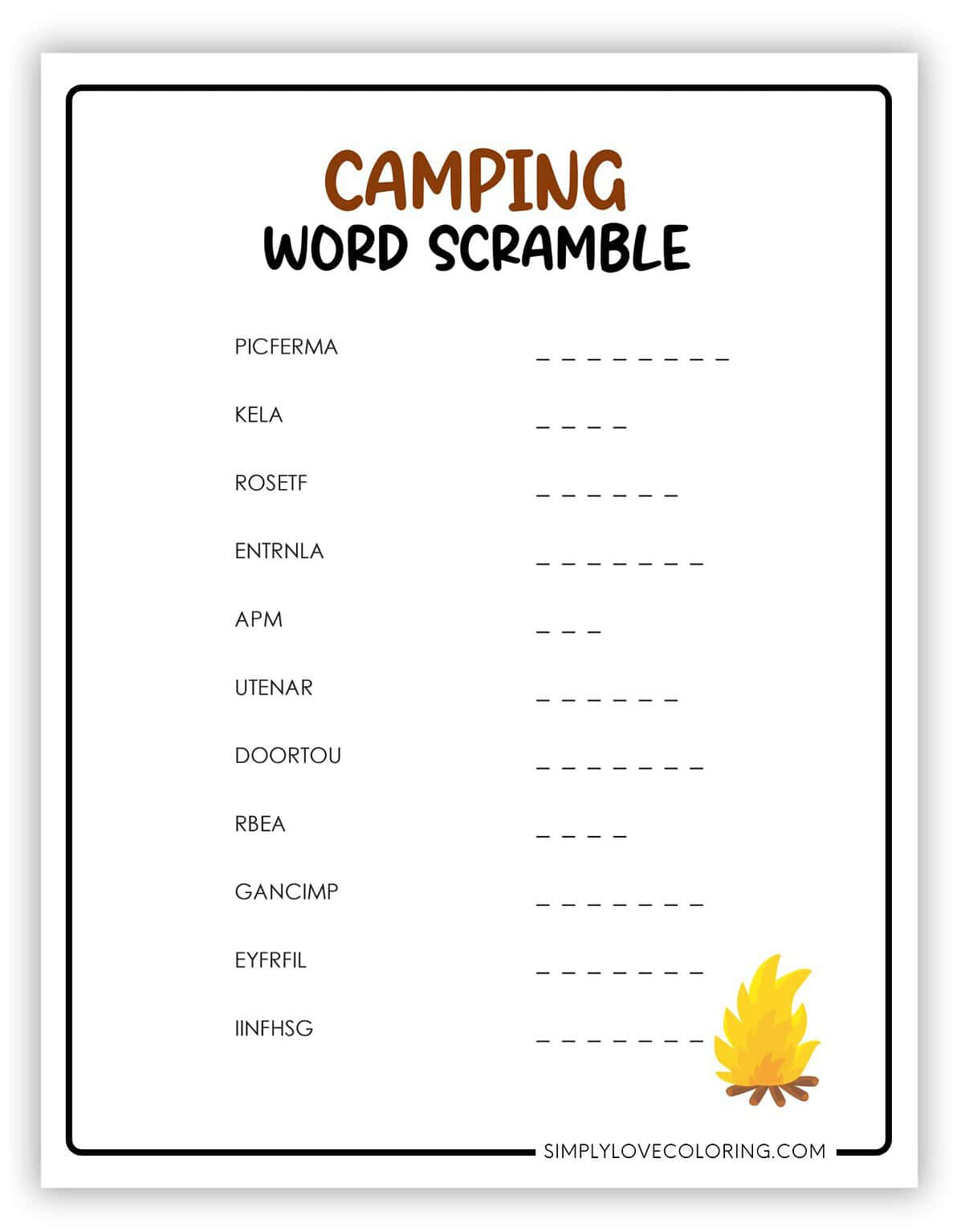 Summer Word Scramble Printables (Free PDF Downloads) - Simply Love Coloring