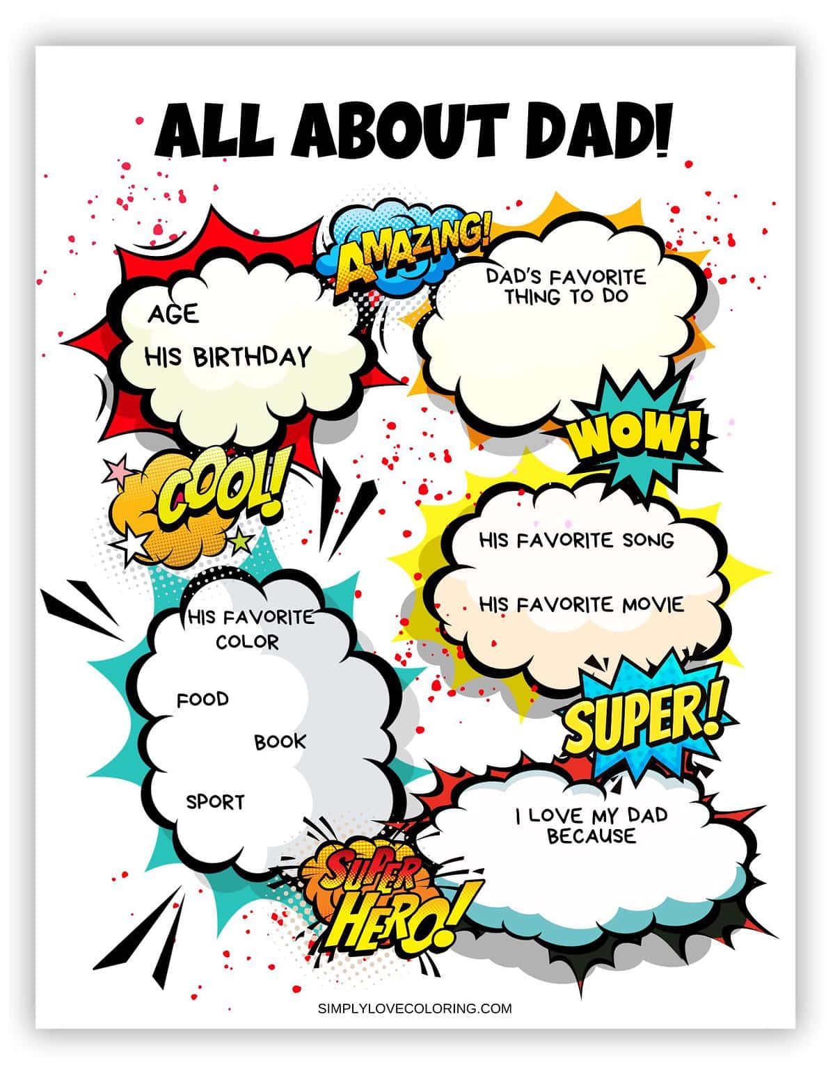 All About My Dad Worksheet (Free PDF Printables) - Simply Love Coloring