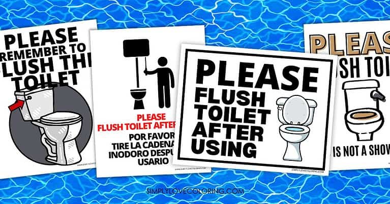 Flush the Toilet Signs (Free PDF Printables) - Simply Love Coloring