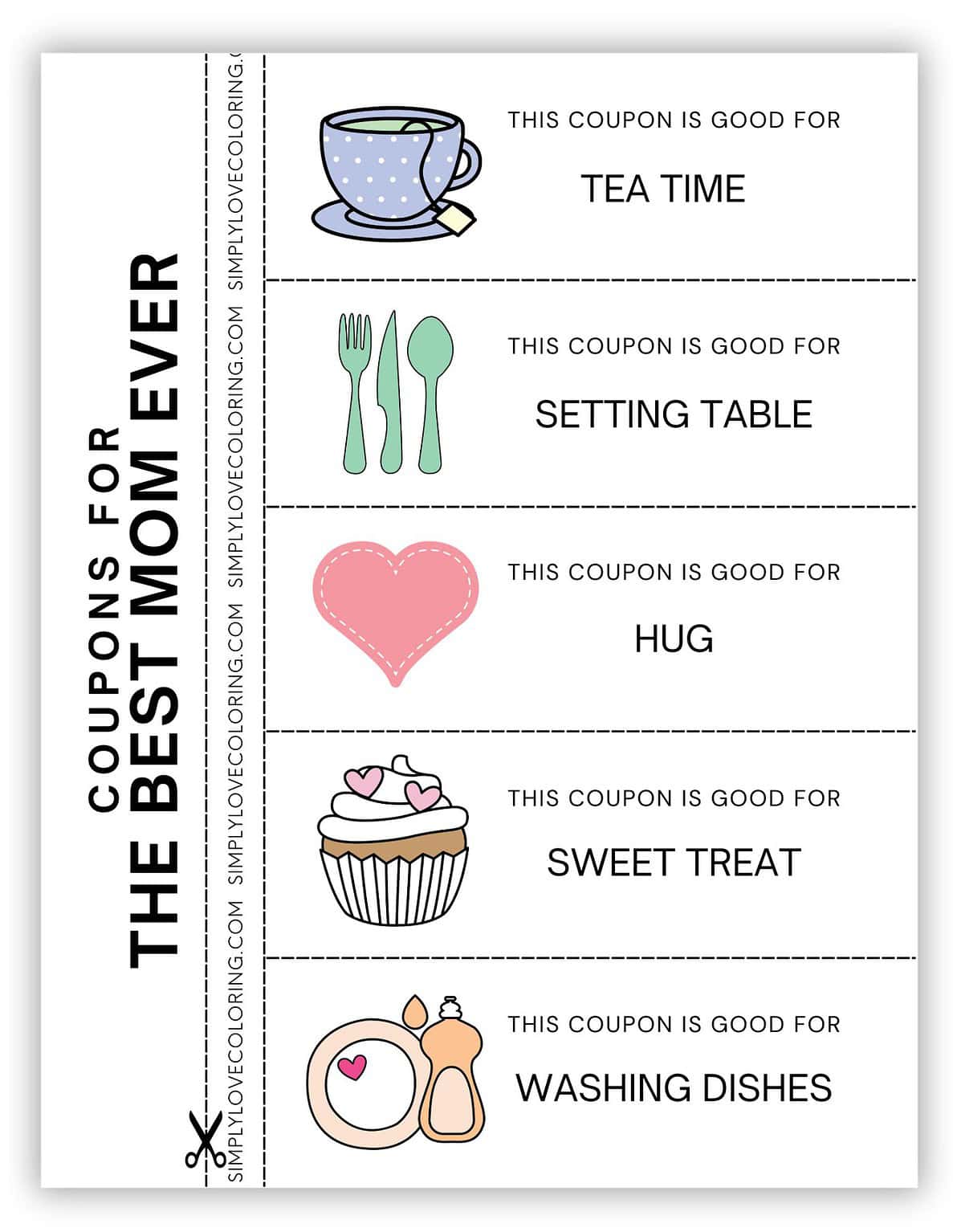 Mother's Day Coupons (Free PDF Printables) - Simply Love Coloring