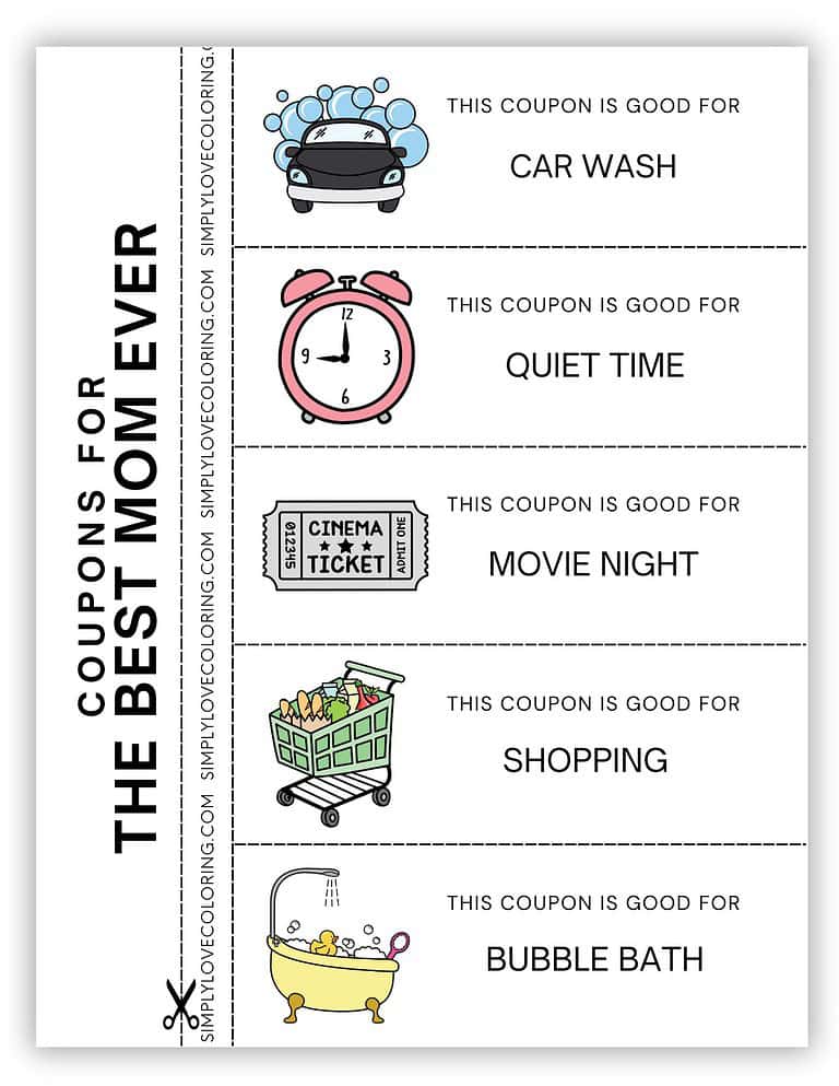 Mother's Day Coupons (Free PDF Printables) - Simply Love Coloring