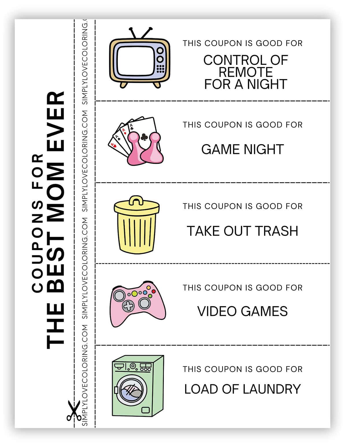 Mother's Day Coupons (Free PDF Printables) - Simply Love Coloring