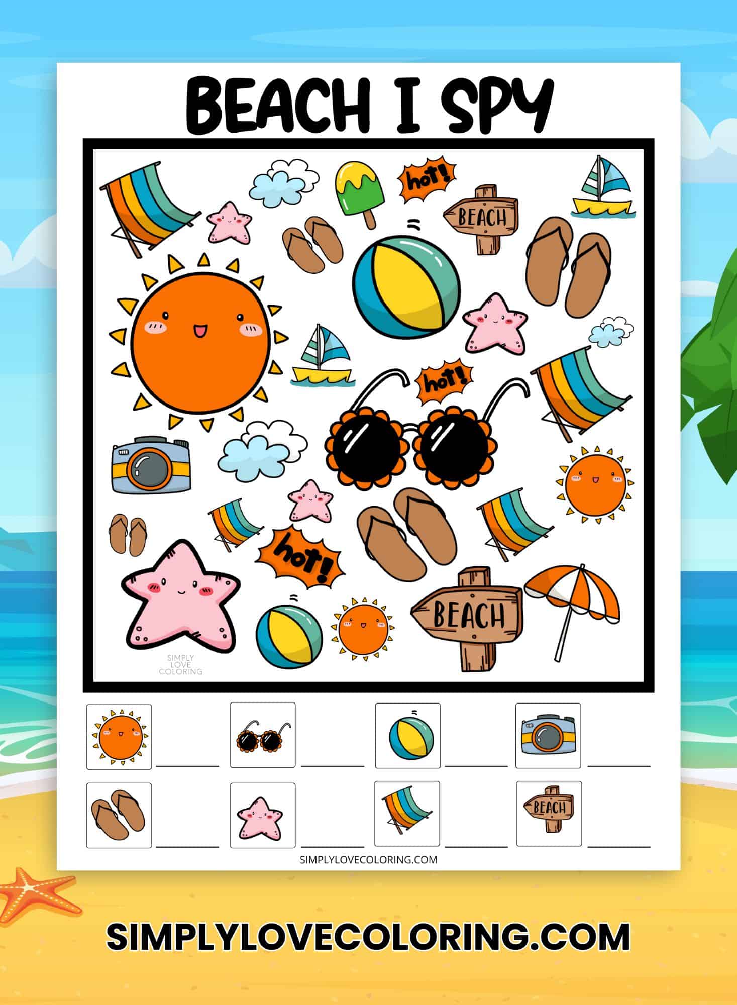 Summer I Spy Worksheets (Free PDF Printables) - Simply Love Coloring
