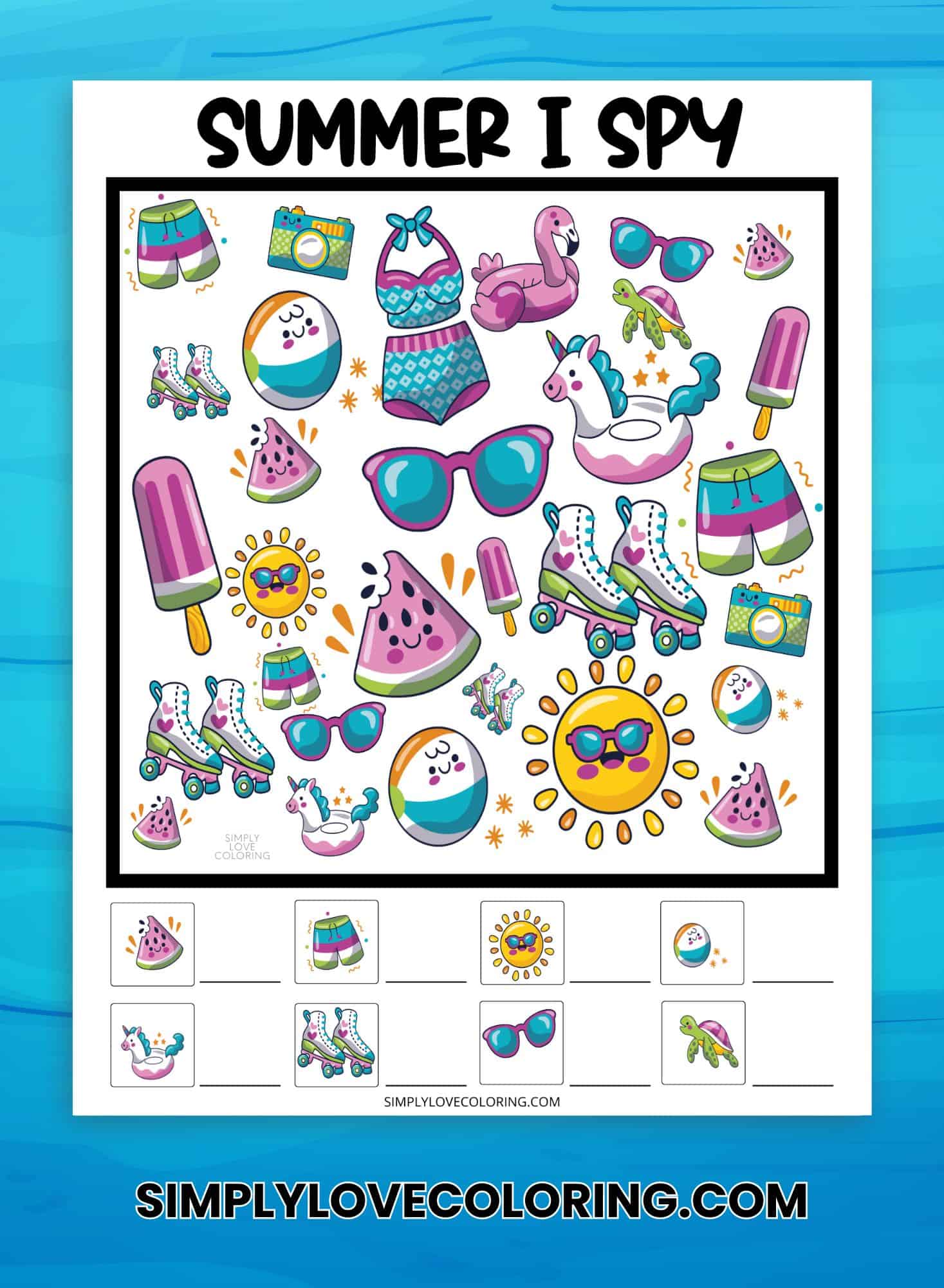 Summer I Spy Worksheets (Free PDF Printables) - Simply Love Coloring