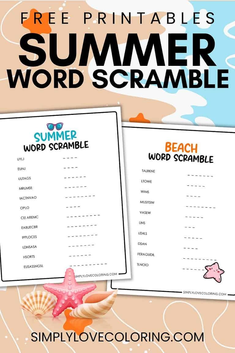 Summer Word Scramble Printables (Free PDF Downloads) - Simply Love Coloring