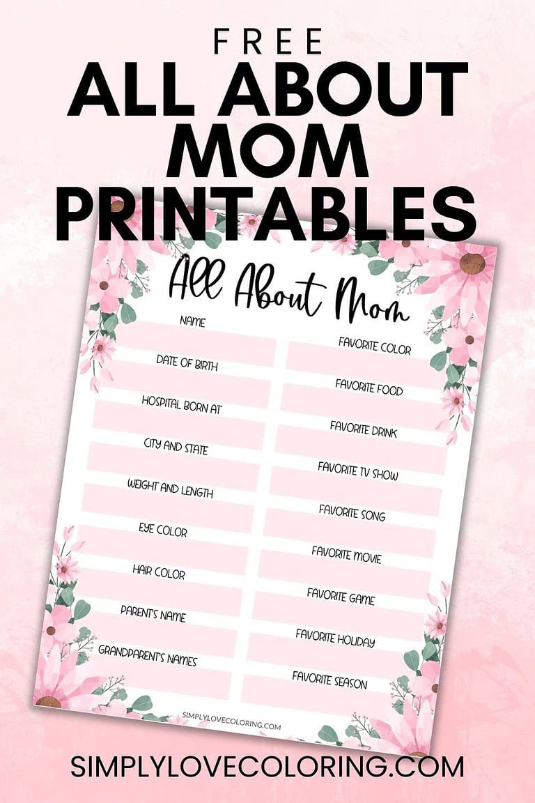 All About Mom Printables (Free PDF Downloads) - Simply Love Coloring