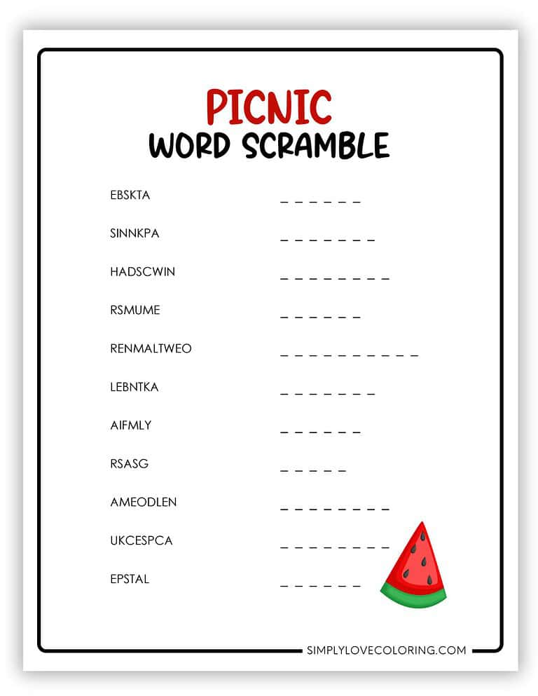 Summer Word Scramble Printables (Free PDF Downloads) - Simply Love Coloring