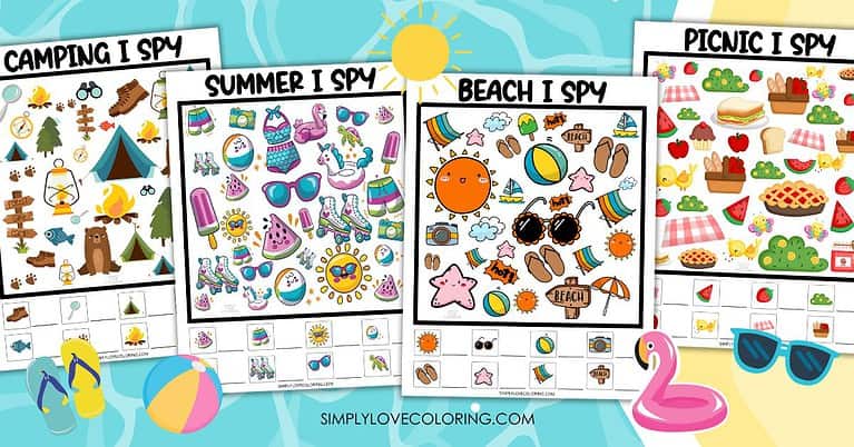 Summer I Spy Worksheets (Free PDF Printables) - Simply Love Coloring