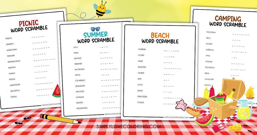 Summer Word Scramble Printables (Free PDF Downloads) - Simply Love Coloring