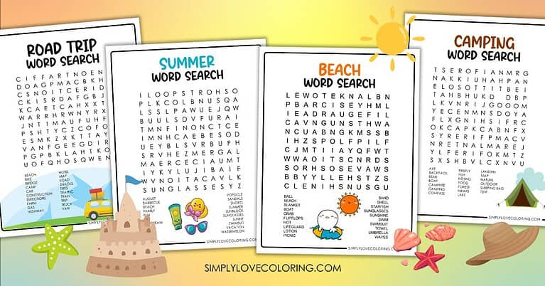 Summer Word Search Printables (Free PDF Downloads) - Simply Love Coloring