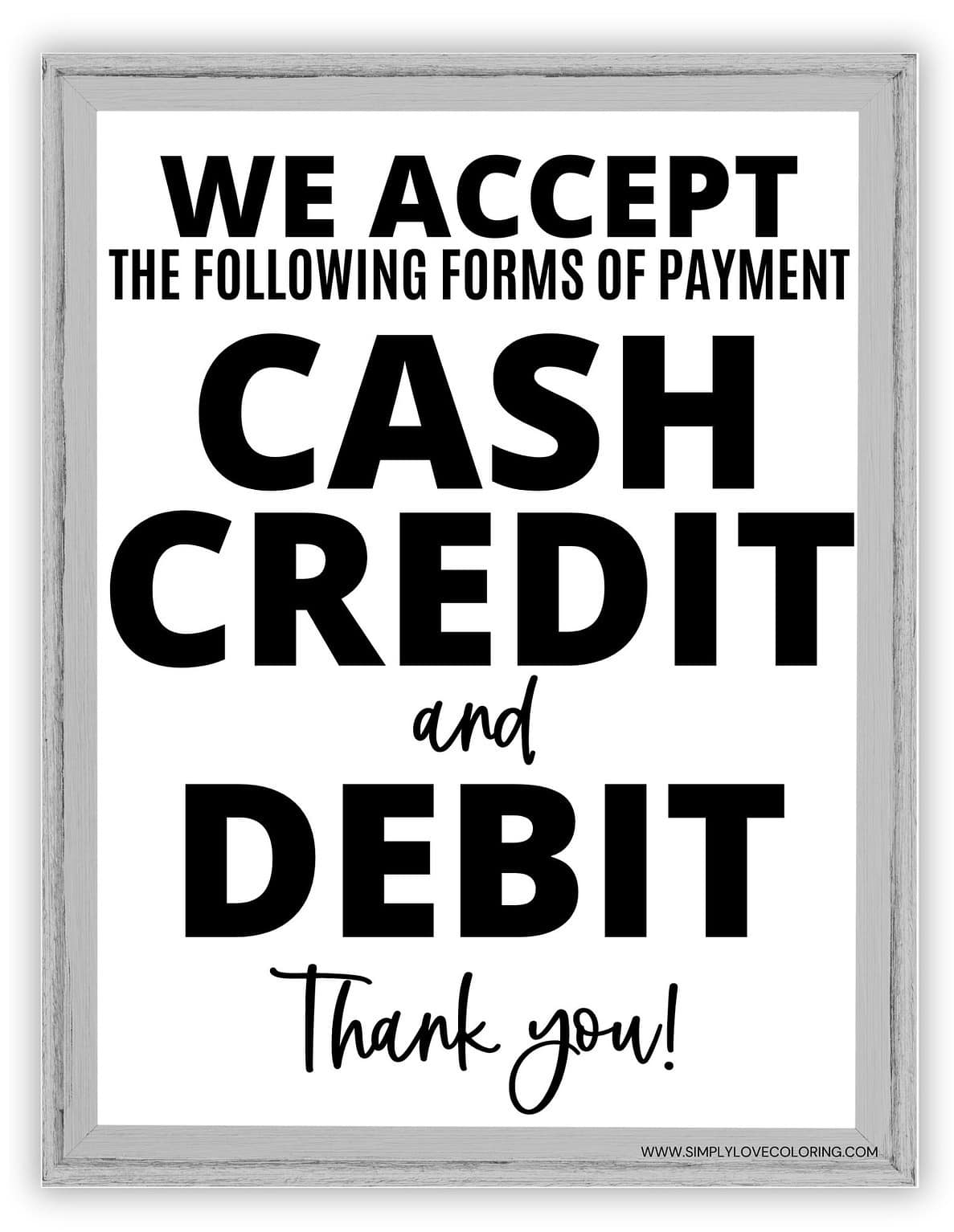 We Accept Credit Cards Printable Sign (Free PDF Download) - Simply Love ...