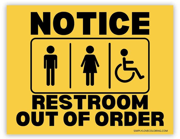 Toilet Out of Order Sign (Free PDF Printables) - Simply Love Coloring
